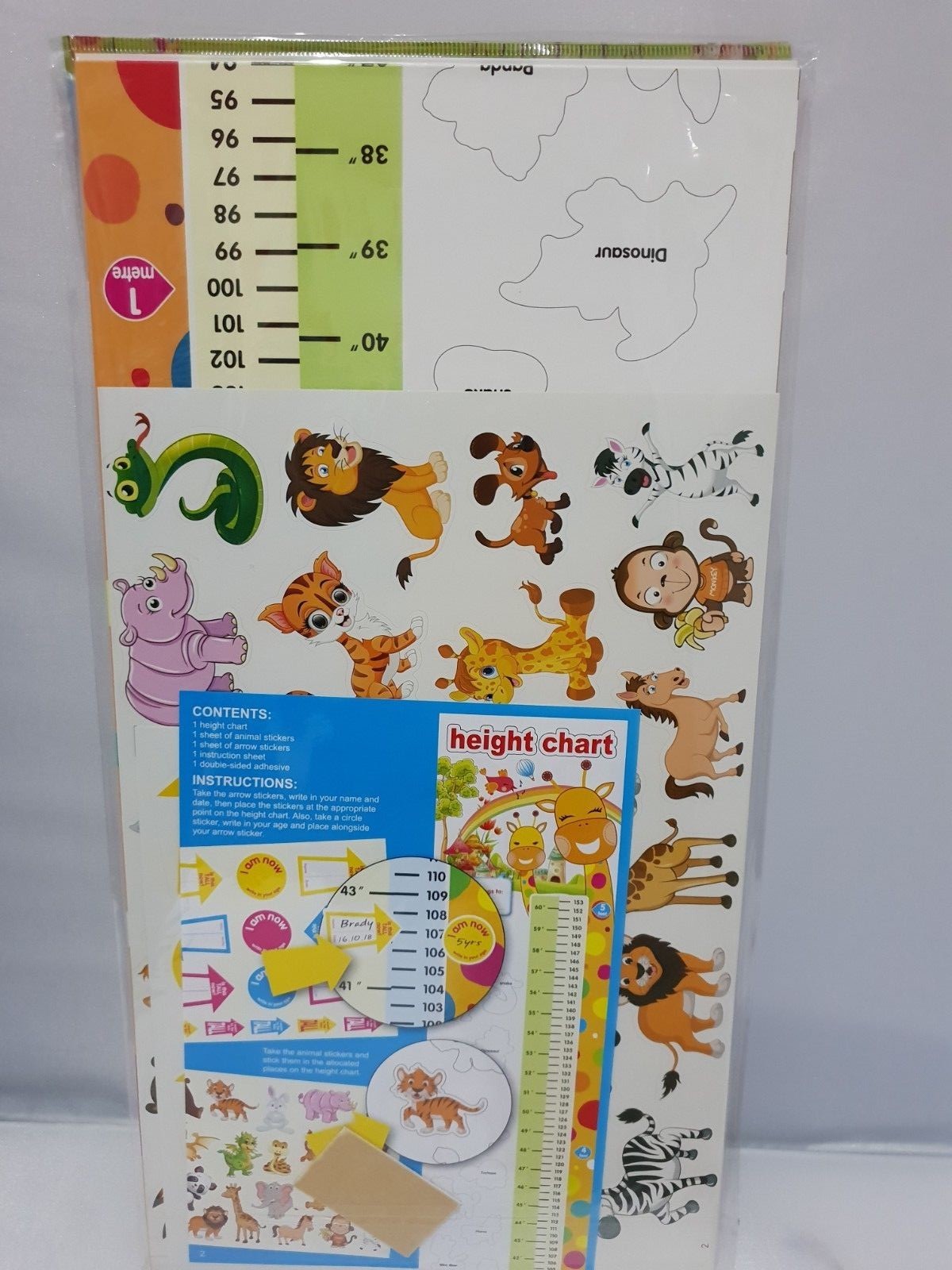 Height Chart with over 40 Stickers , Growth Charts wall stickers UK ...