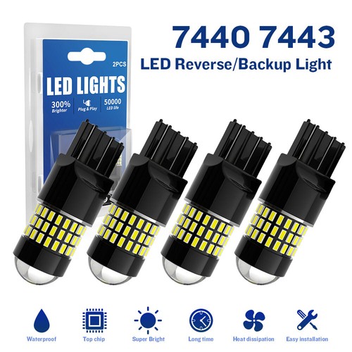 4x LED Backup Reverse Light Bulbs Back Up 7440 7443 7444 W21W Super ...