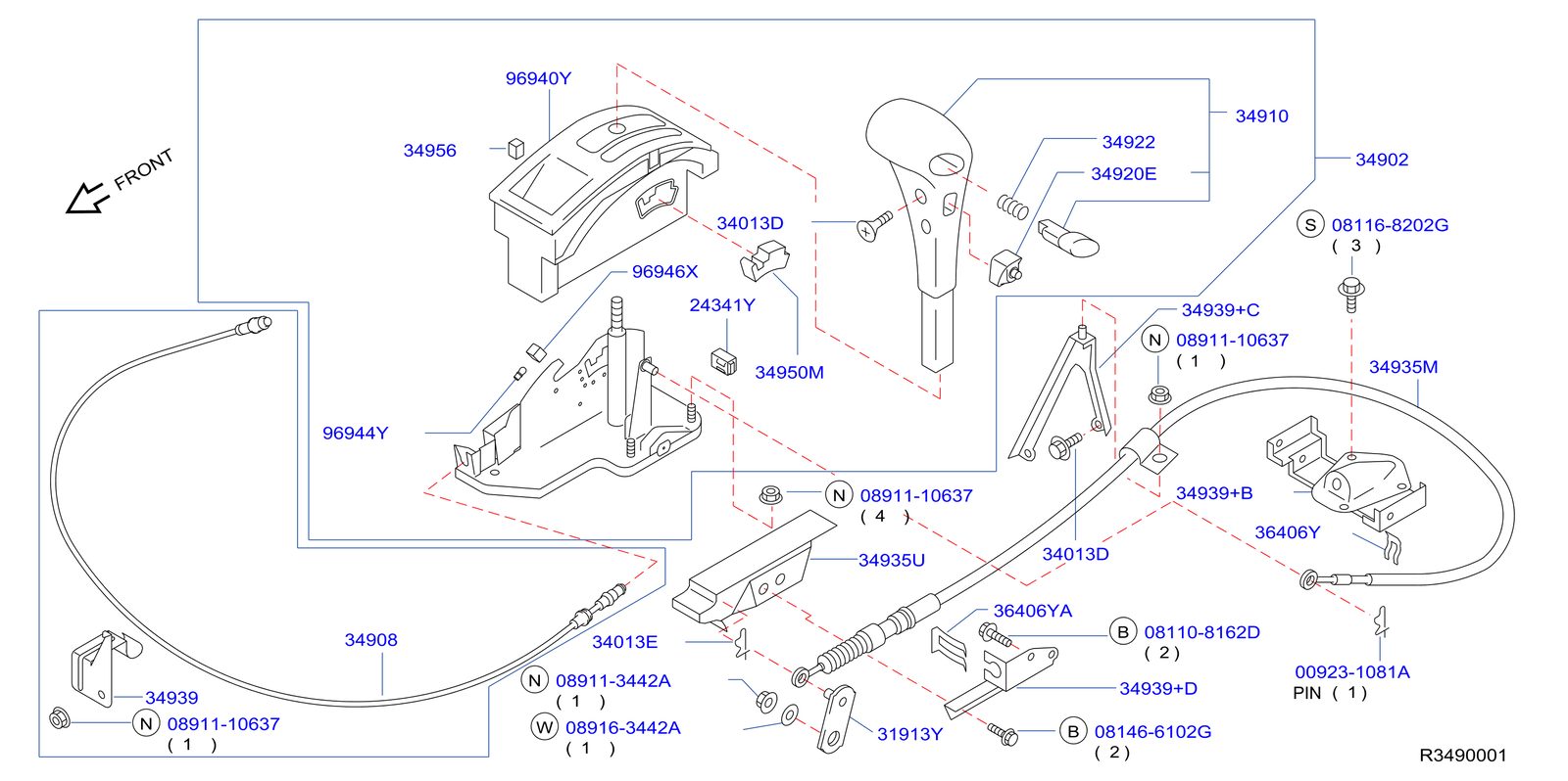 349354+S+110+Cable+ASSY+Control+Nissan for sale online | eBay