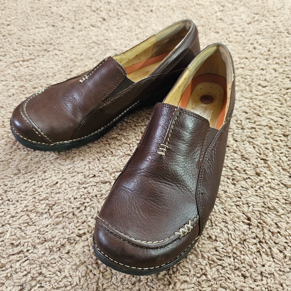 Clarks Unstructured Shoes Mens 10W Brown Leather Slip On Comfort ...