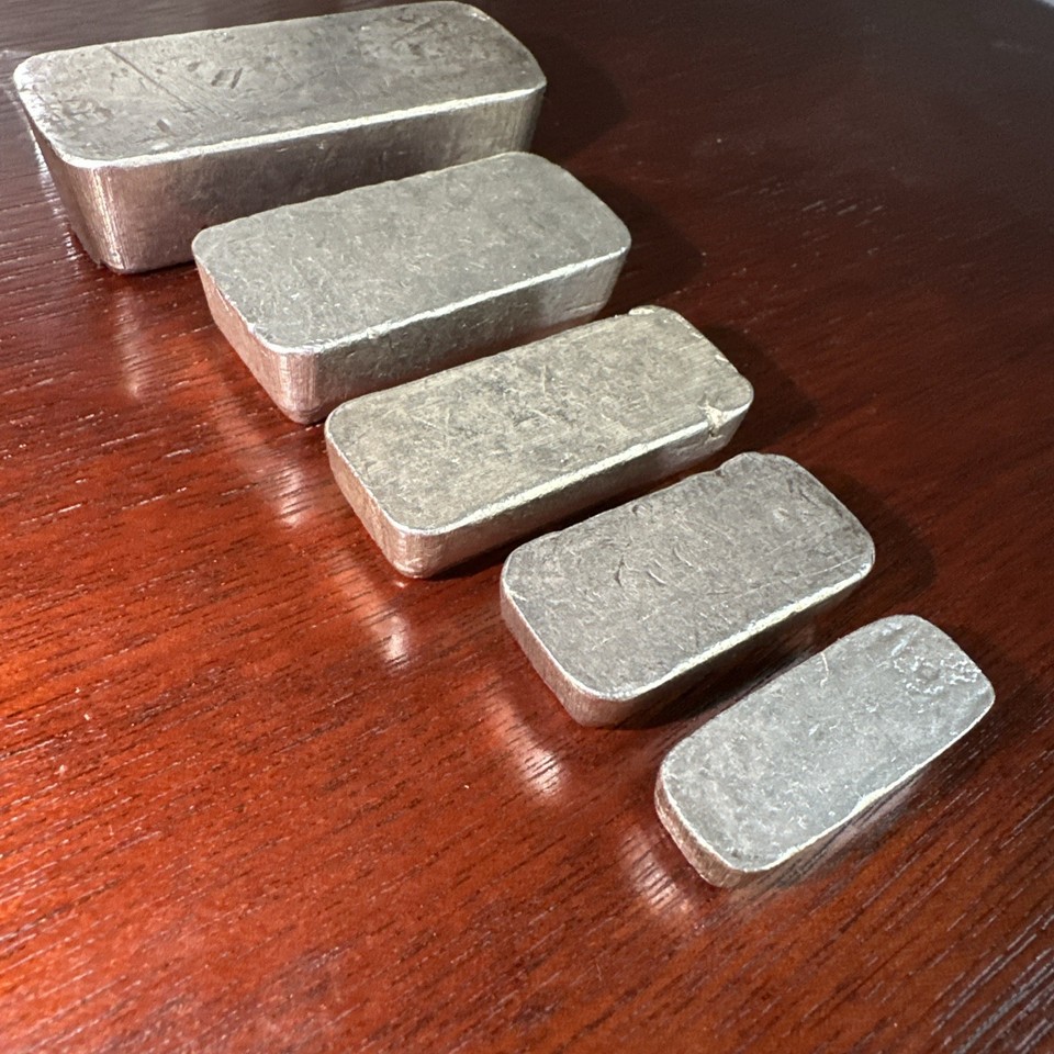 RARE Vintage NCM Nevada Coin Mart Oz. .999 Silver Poured Bars Set Of 5 ...