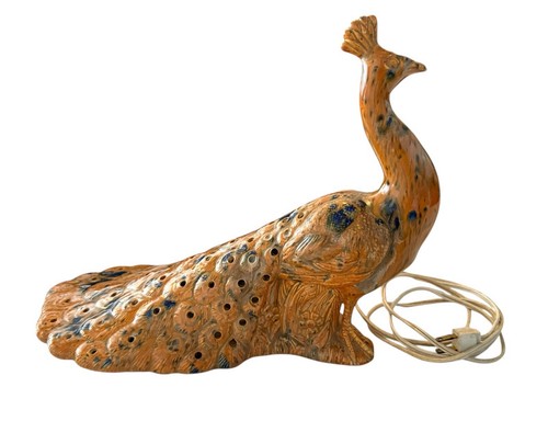 Vintage Ceramic Peacock Table TV Lamp Holland Mold - WORKING Repaired ...