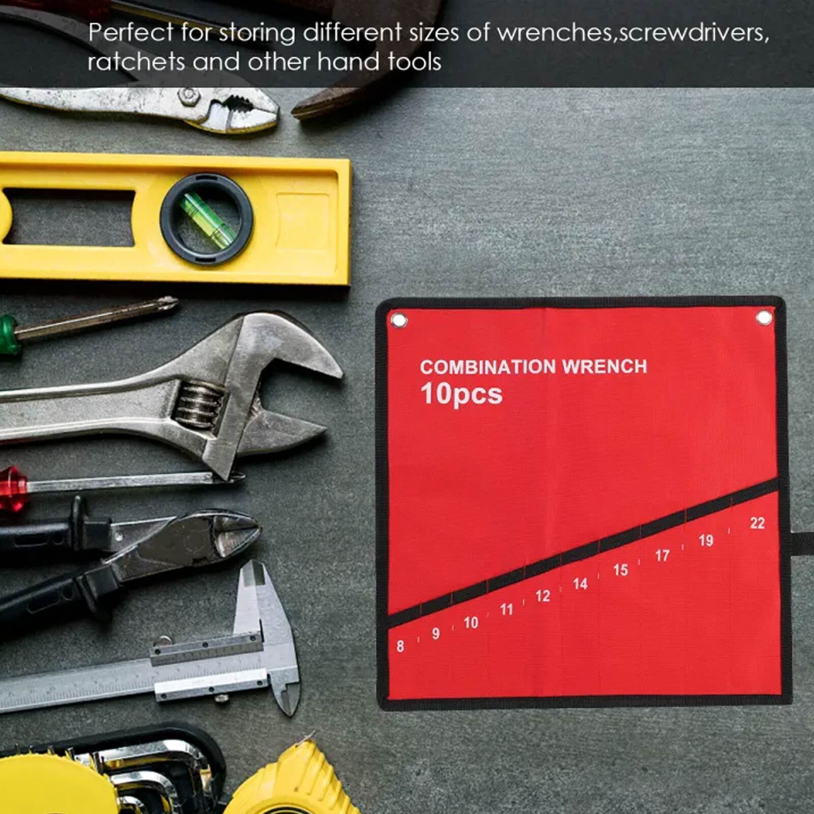 25 Pockets Canvas Spanner Wrench Tool Roll Up Storage Bag Organizer ...