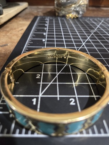 talbots hinged bangle bracelet gold blue enamel | eBay