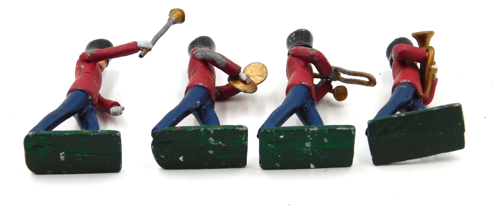Lot of 4 Lead Toy Marching Band Members Drum Major Cymbals Trombone ...