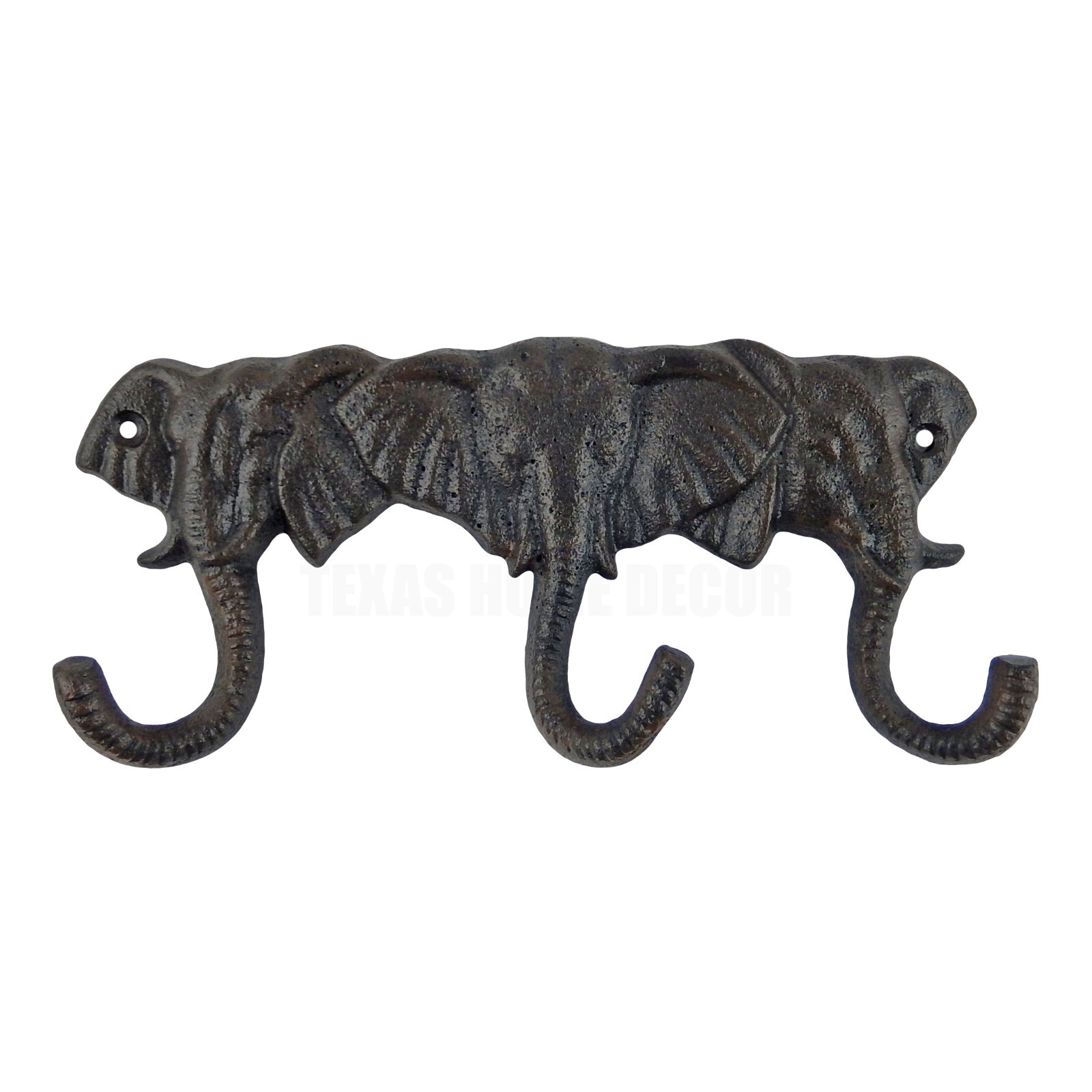 Triple Elephant Trunk Wall Hook Rack Cast Iron Key Towel Coat Hanger ...