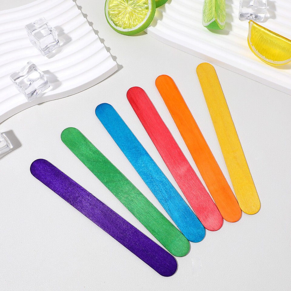 150 PCS Color Ice Cream Stick Child Craft Sticks Popsicle Colored for ...