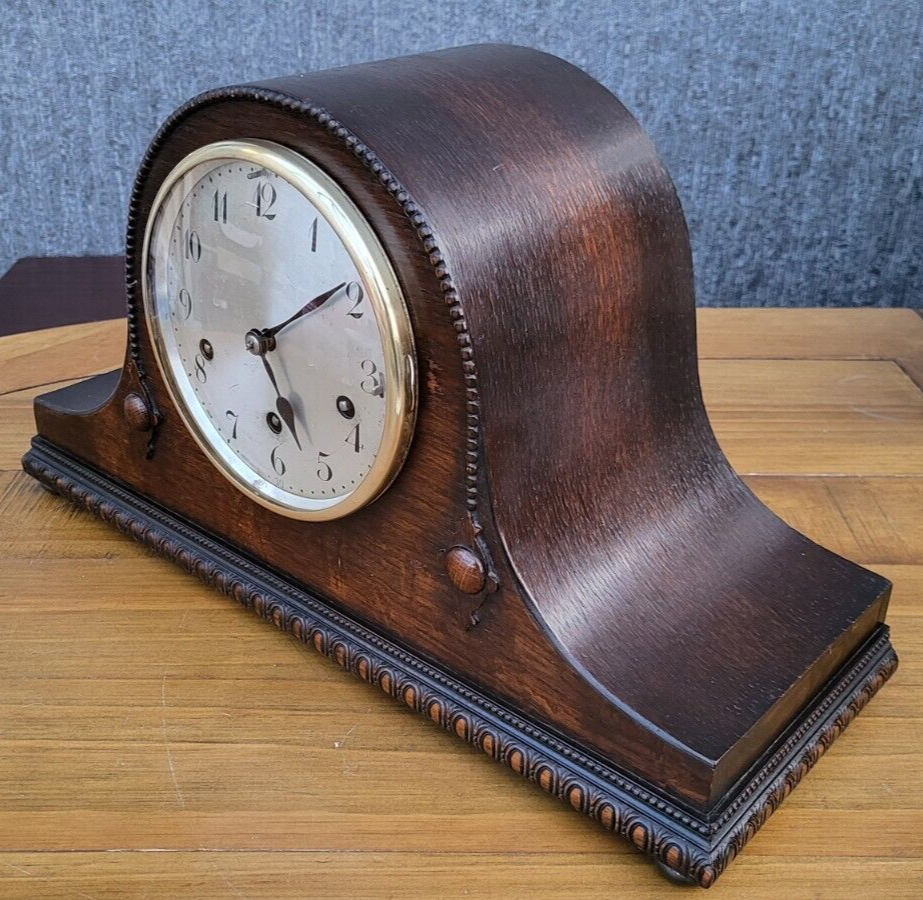 VINTAGE WOODEN MANTEL CLOCK - JUNGHANS MOVEMENT - GERMAN - WORKING | eBay