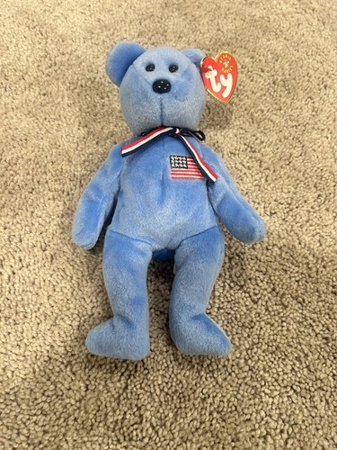 Ty AMERICA Blue Beanie Baby 911 Bear USA Patriotic Flag 2001 Retired | eBay