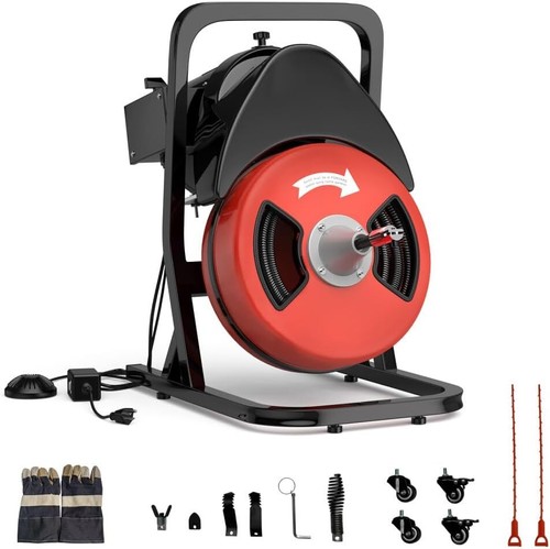 Electric 50FT Drain Cleaner Pipe Snake Auger Cleaning Machine w ...