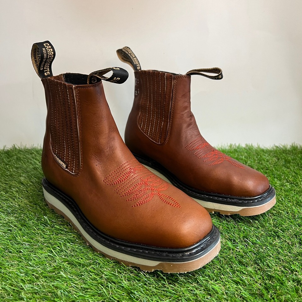 Men's Work ANKLE BOOT Booties Botin Pull On Square Toe oil water ...