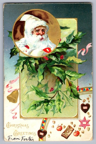 C.1906 WHITE SANTA CLAUS CHRISTMAS CHOCOLATE TO MUDGE, MANSFIELD PA ...