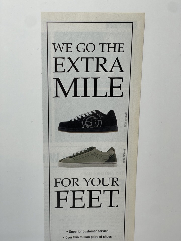 Zappos Shoes Small Print Ad We Go The Extra Mile For Your Feet. | eBay