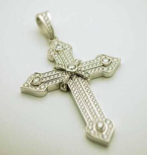 2Ct Lab Created Diamond Men's Cross Pendant 14k White Gold Finish | eBay