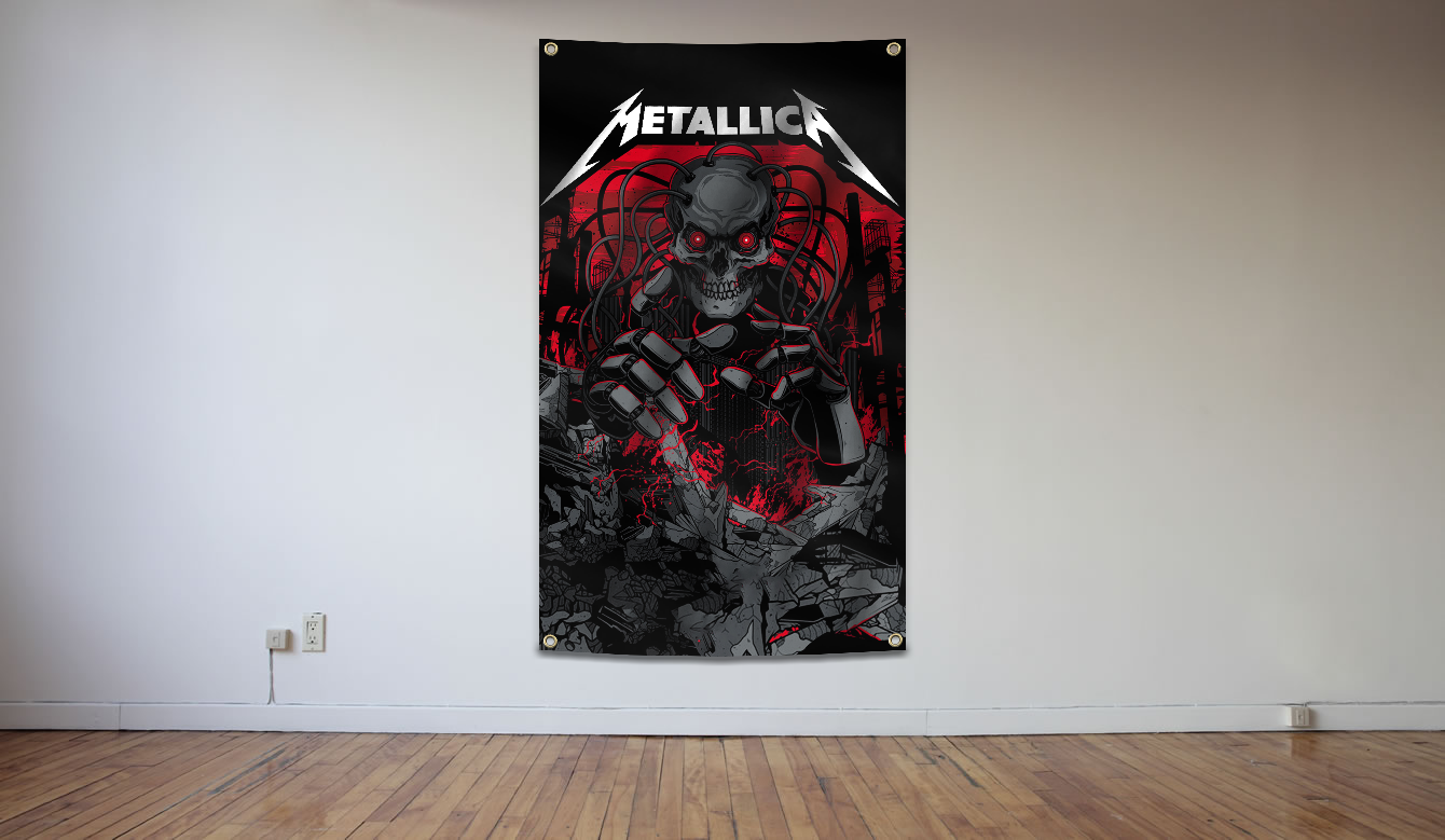 Metallica Flag 3x5Ft Banner American Heavy Metal Bnad Hard Wired ...