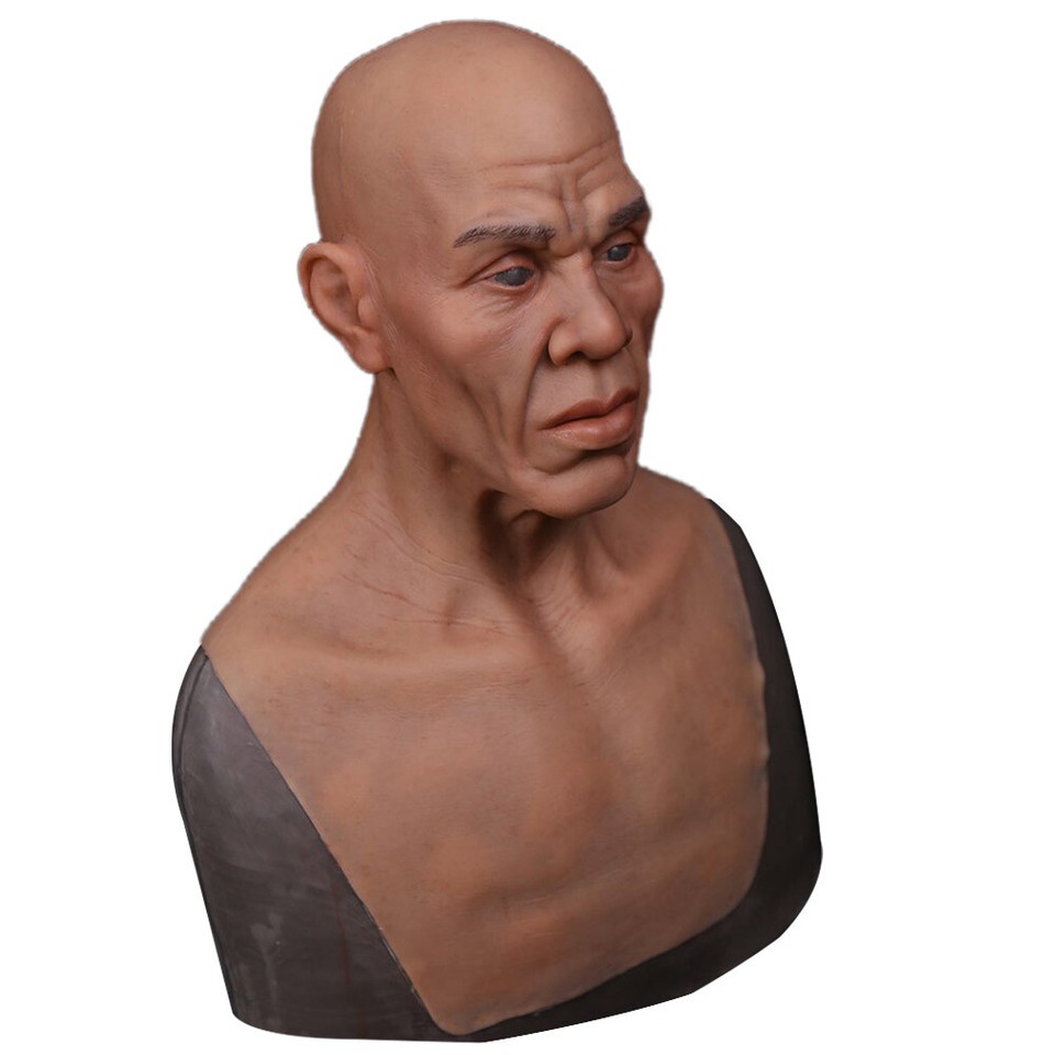 IMI Realistic Old Man Mask Silicone Face Masks Full Headwear Hood for ...