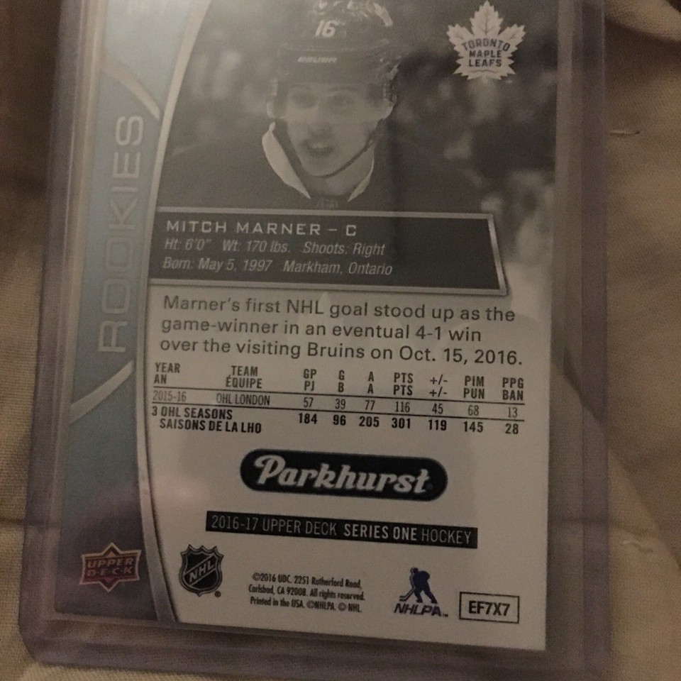 2016-17 Upper Deck Parkhurst Rookies Previews Blue Mitch Marner #PR-7 ...