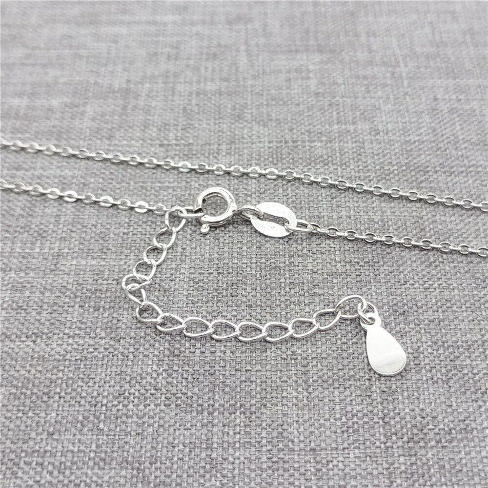 925 Sterling Silver Hammered Cable Chain Necklace Rhodium Plated 1.2mm ...