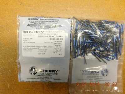CHERRY RIVETS CR7773S-04-06W NEW IN SEALED BAG $40 PER BAG OF 100EA | eBay