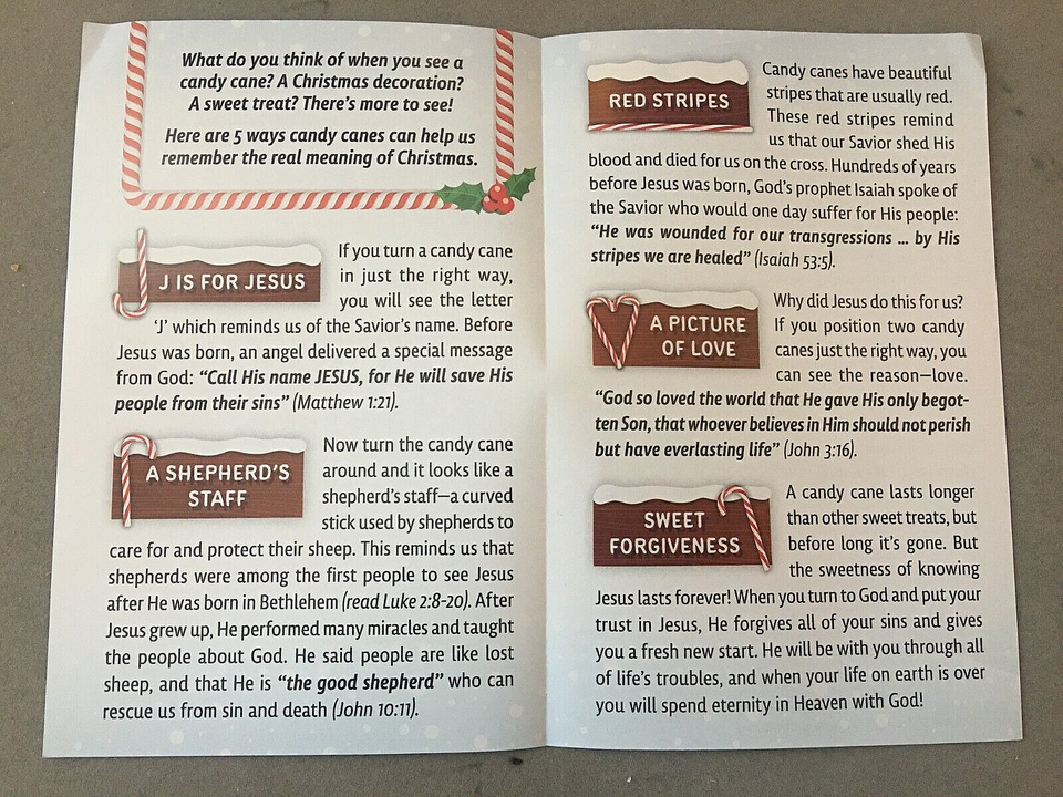 Lot 12 New "Candy Cane Gospel" Bookmarks Leaflets Bible Christian ...