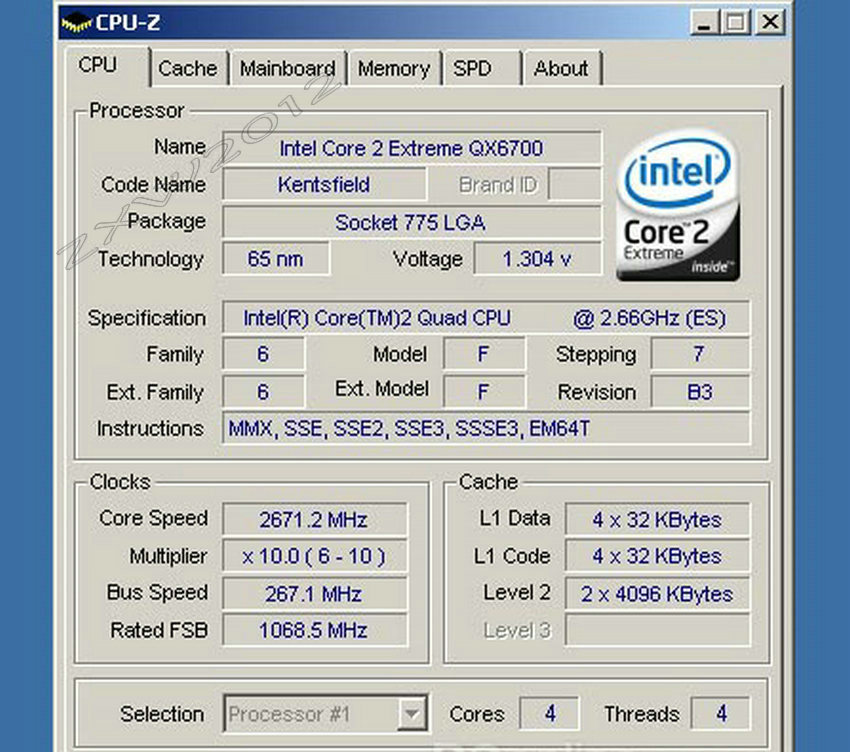 Intel Core 2 Extreme QX6700 2.66 GHz Quad-Core 8M 1066MHz Processor ...