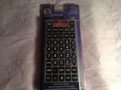 Brand New Universal Jumbo Remote Control NIB Controls Up to 8 Devices ...