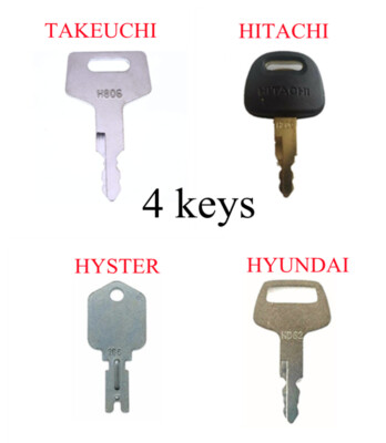 4 keys for TAKEUCHI HYUNDAI HITACHI HYSTER Heavy Equipment ignition ...