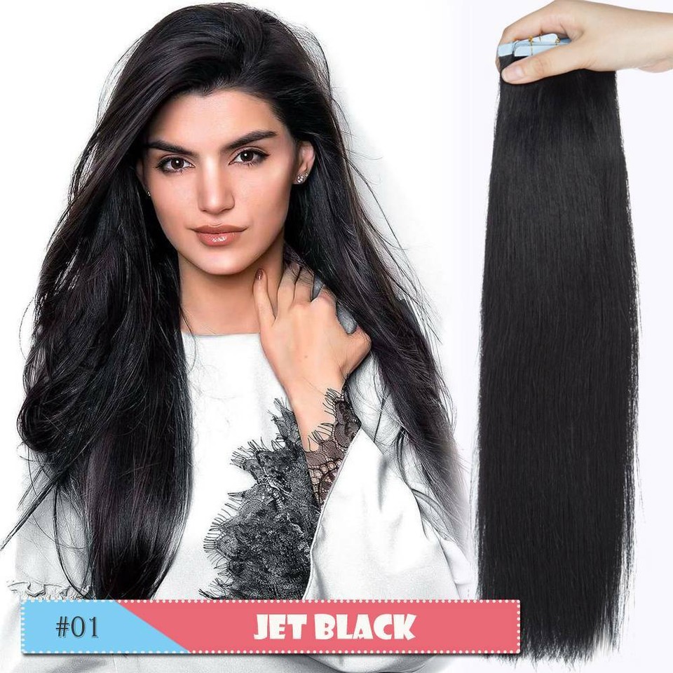 Thick Wave Tape In Skin Weft Remy Human Hair Extensions Full Head 10/20 ...