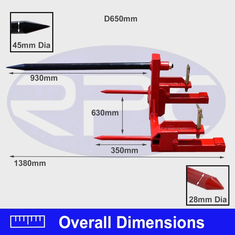900kg Round Bale Spear Hay Spike - Clamp on Bucket 681359676780 | eBay ...