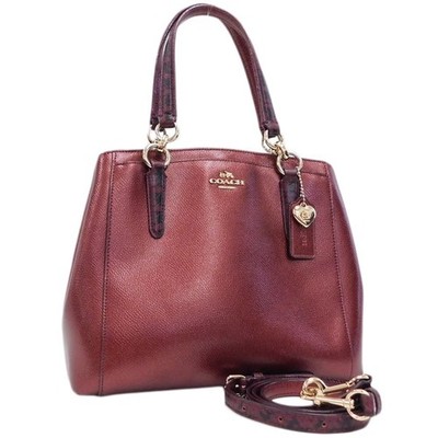 COACH small 2way bag F55517 burgundy leather python pattern stylish from Japa | eBay