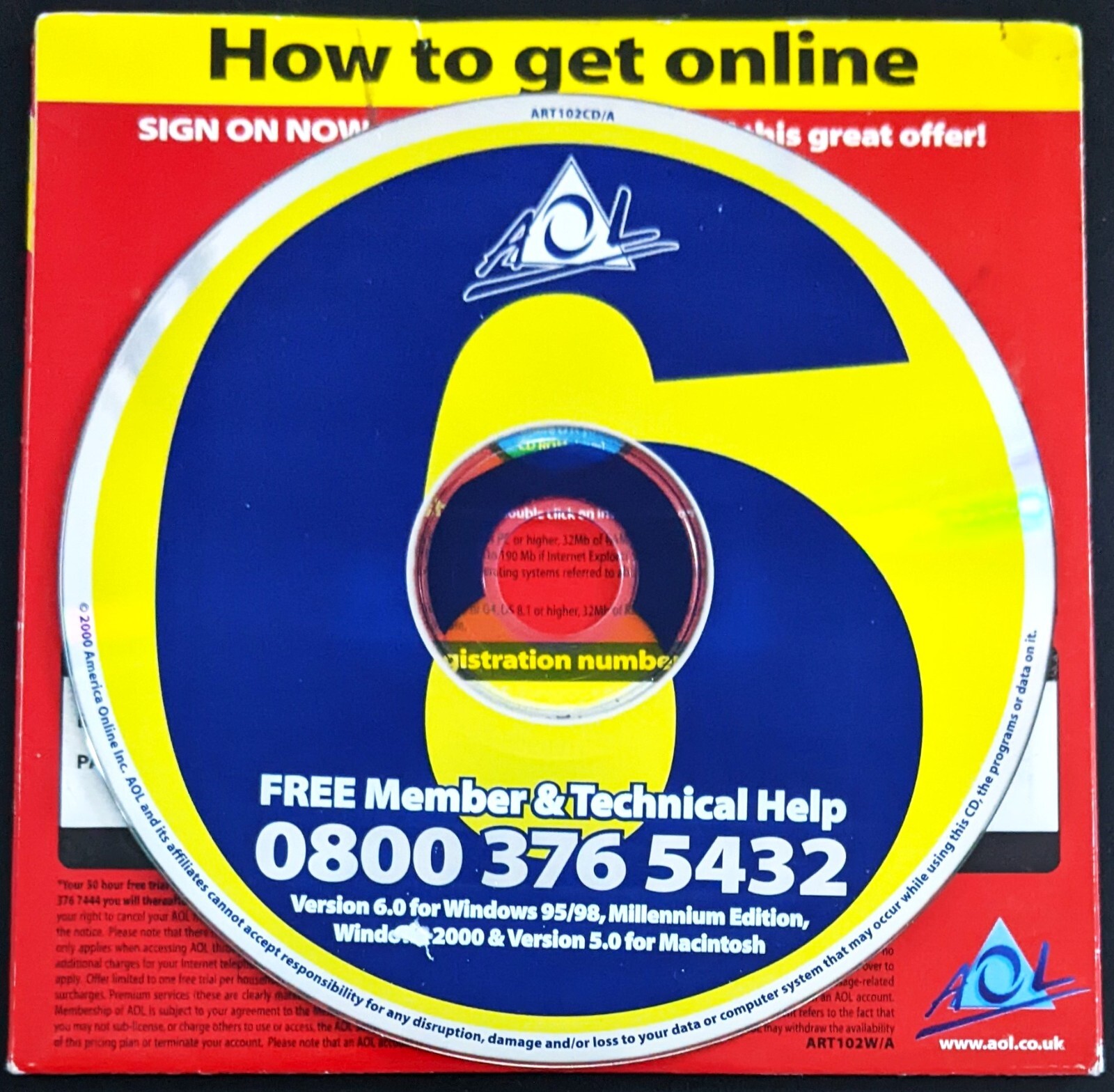 BIG 6.0 America Online Collectible / Install Disc, AOL CD Vintage, Free ...