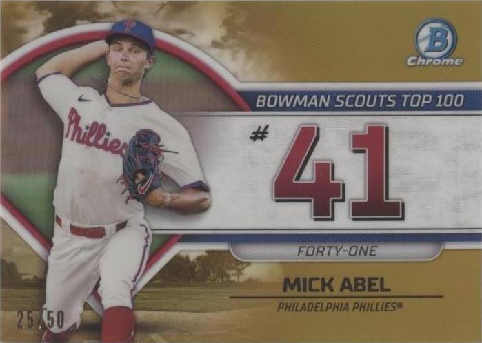 2023 Bowman - Bowman Scouts Top 100 Mick Abel #BTP-41 Gold Refractor ...