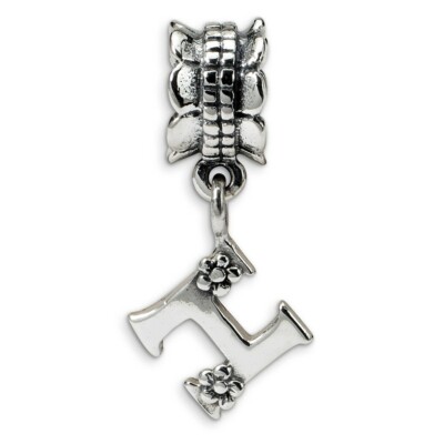 Letter H Dangle Bead .925 Sterling Silver Antique Finish Reflection ...