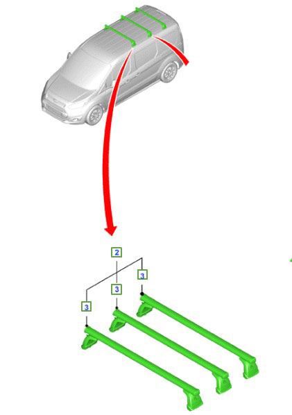 Genuine Ford TRANSIT Connect Lockable Roof Rack Base Carrier Set of 3 ...