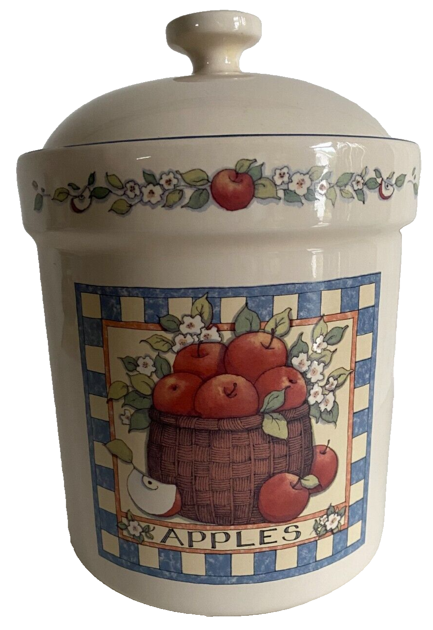 Vintage Susan Winget Jar Canister Country APPLES Farmhouse Cottagecore ...