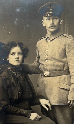 German WW1 Era Photo Soldier in Uniform w/ Frau - Hamburg Studio | eBay