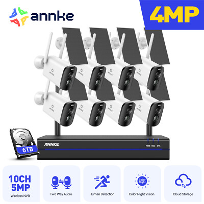 ANNKE 4MP Wireless Security Camera System Wifi Solar Battery Powered 2 ...