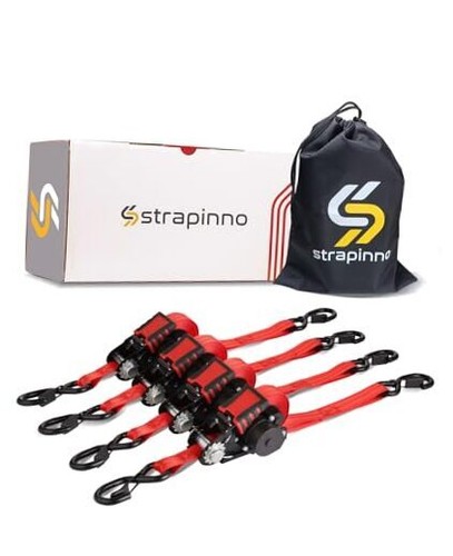 Strapinno Retractable Ratchet Straps - 1 in x 12 ft Heavy Duty 4PK - 1 ...