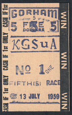 GORHAM RACEWAY -1959 HEAVY CARDBOARD HORSE RACING BETTING TICKET STUB ...