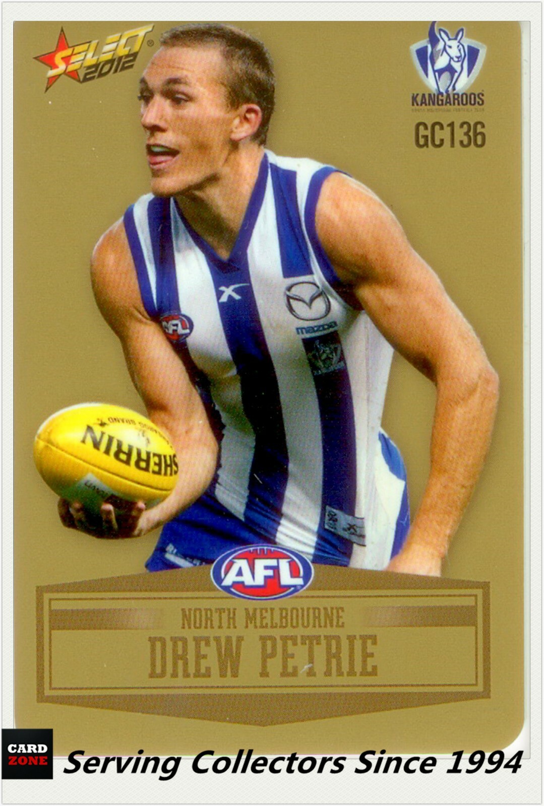 2012 SELECT AFL CHAMPIONS PEELED GOLD PARALLEL CARD GC136 DREW PETRIE-N ...