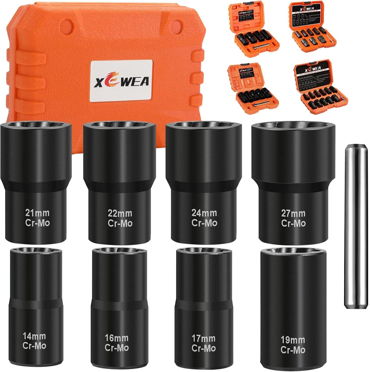 9PCS Bolt Nut Extractor Set, 1/2" Drive Impact Lug Nut Remover Socket ...