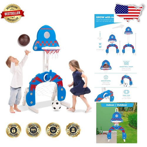 Kids Adjustable Basketball Hoop with Soccer Goals - Endless Fun ...