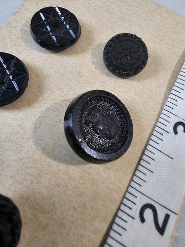 Lot Of 8 Antique Vintage Victorian Black Glass Mourning Buttons (1 ...
