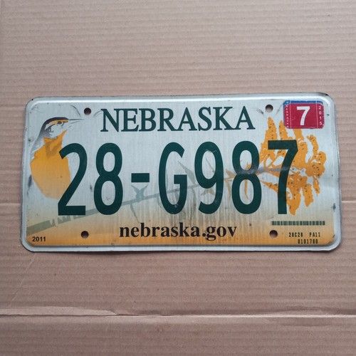 2011 Nebraska License Plate - "28-G987" meadowlark 7 2015 Sticker | eBay