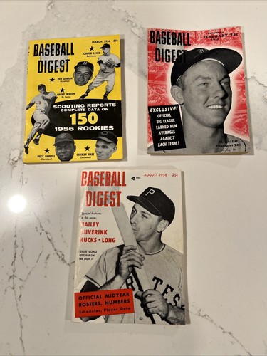 1956 BASEBALL DIGEST MAGAZINES -AL KALINE DETROIT TIGERS BATTING ...