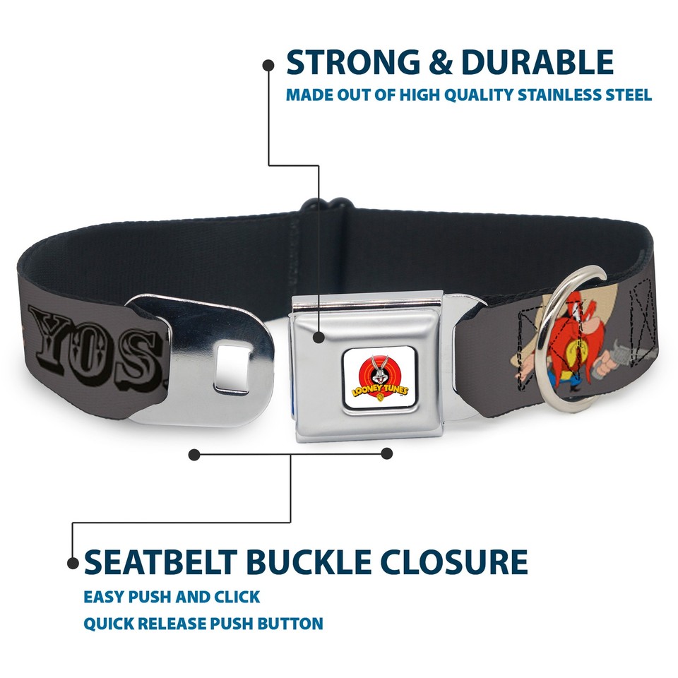 Dog Collar LTA-Looney Tunes Logo White YOSEMITE SAM w/Poses Gray WID ...