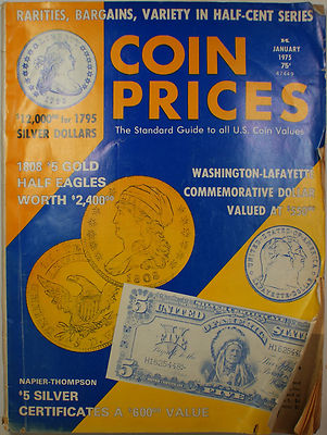 Coin Prices Magazine January 1975 Edition Issue #40 with Additional ...
