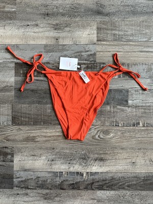 Andie Swim Sz L Bikini Bottom Orange NWT NEW Tie Side Cheeky Bottom ...