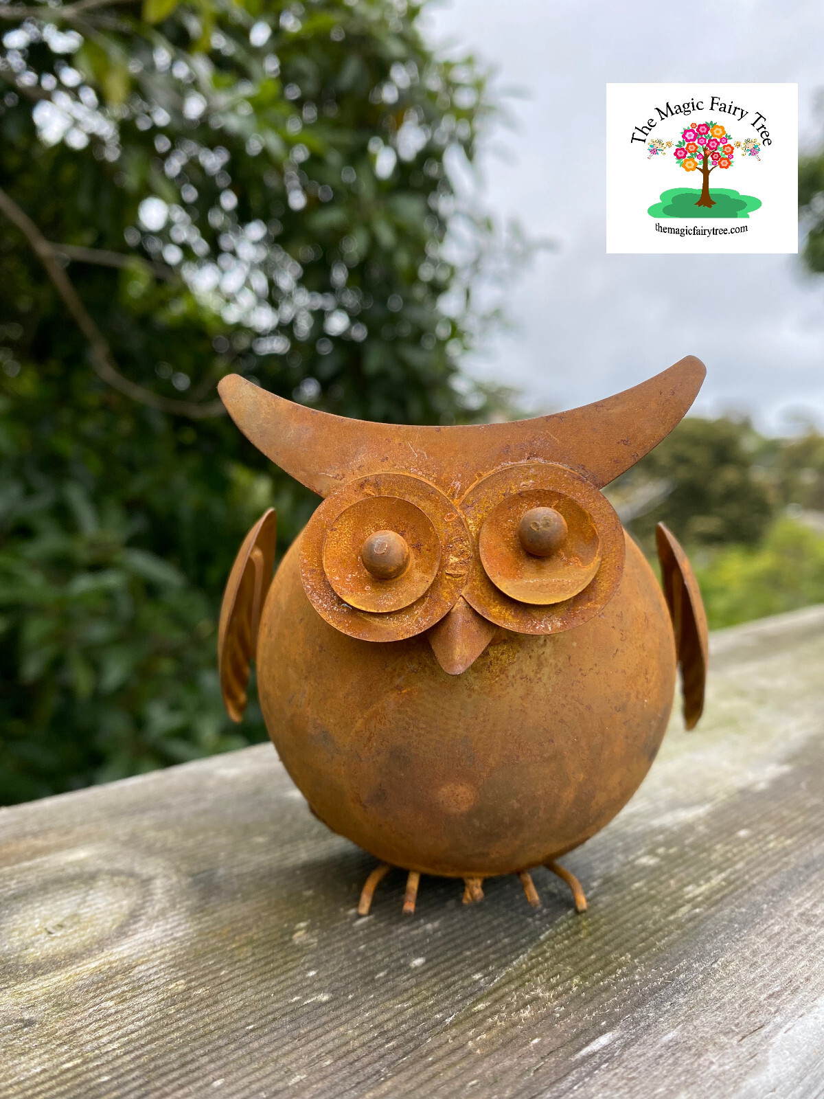 Rusty metal owls - garden ornament decor - small medium large - rust ...