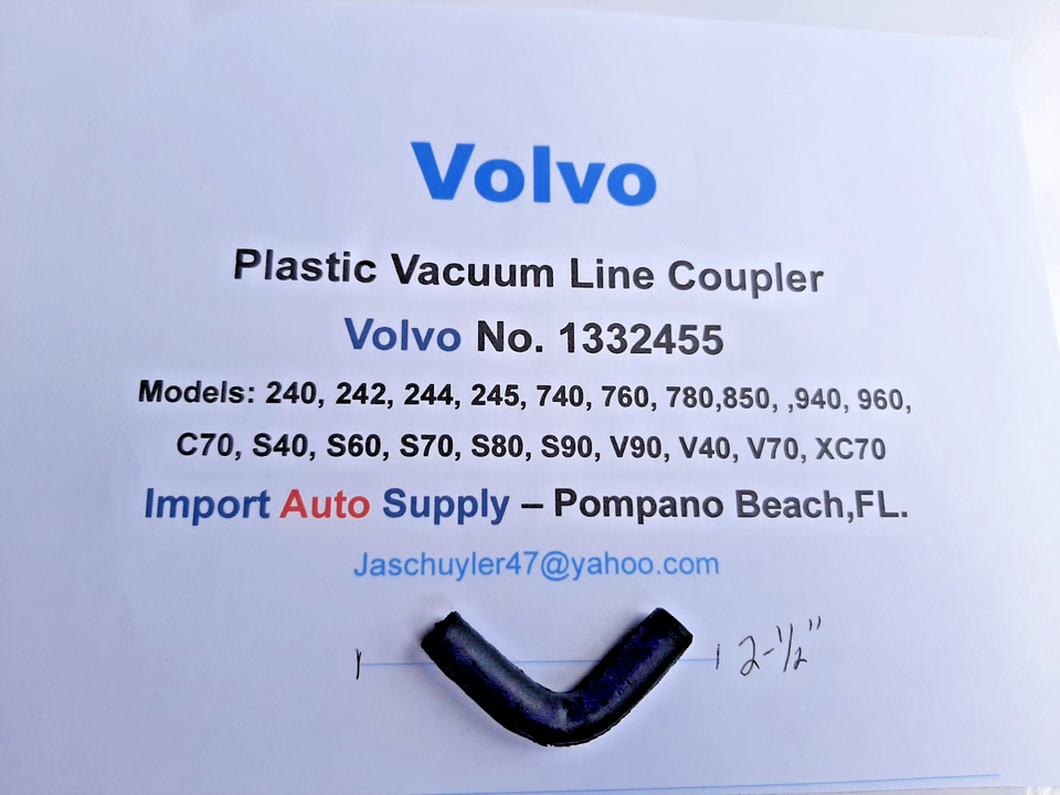 Volvo Vacuum Line Coupler 240,242,244,245,740,760,940,C70,S70,V70,S80 ...